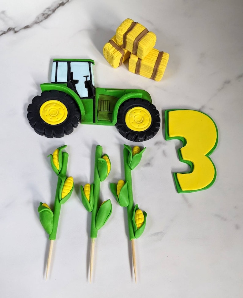 Fondant Tractor Set 2D Cake Topper - Etsy