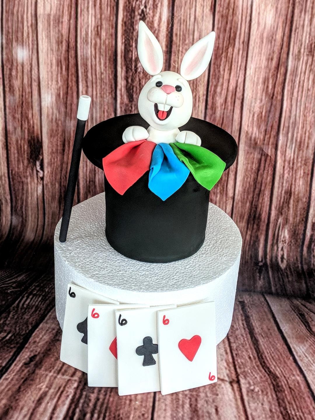 Fondant Magic Theme Cake Topper Set Magic Rabbit - Etsy