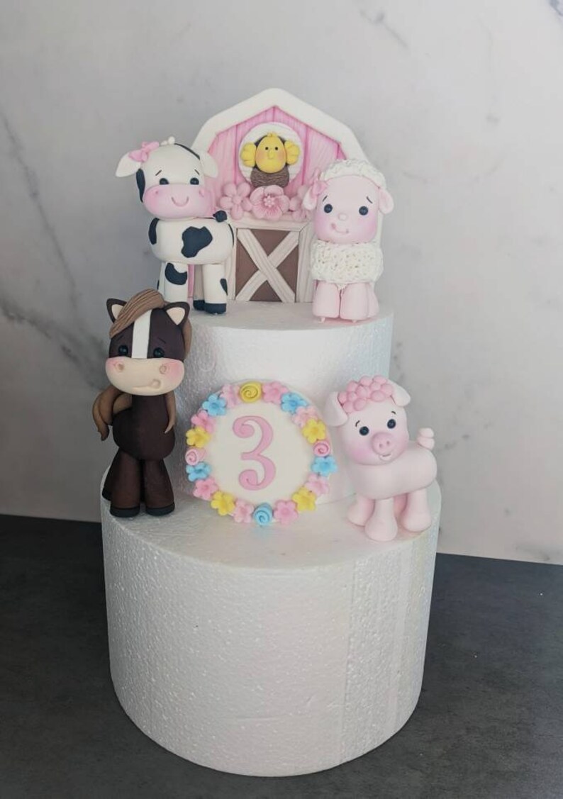 Fondant Farm Animals and Barn Cake Topper Set - Etsy