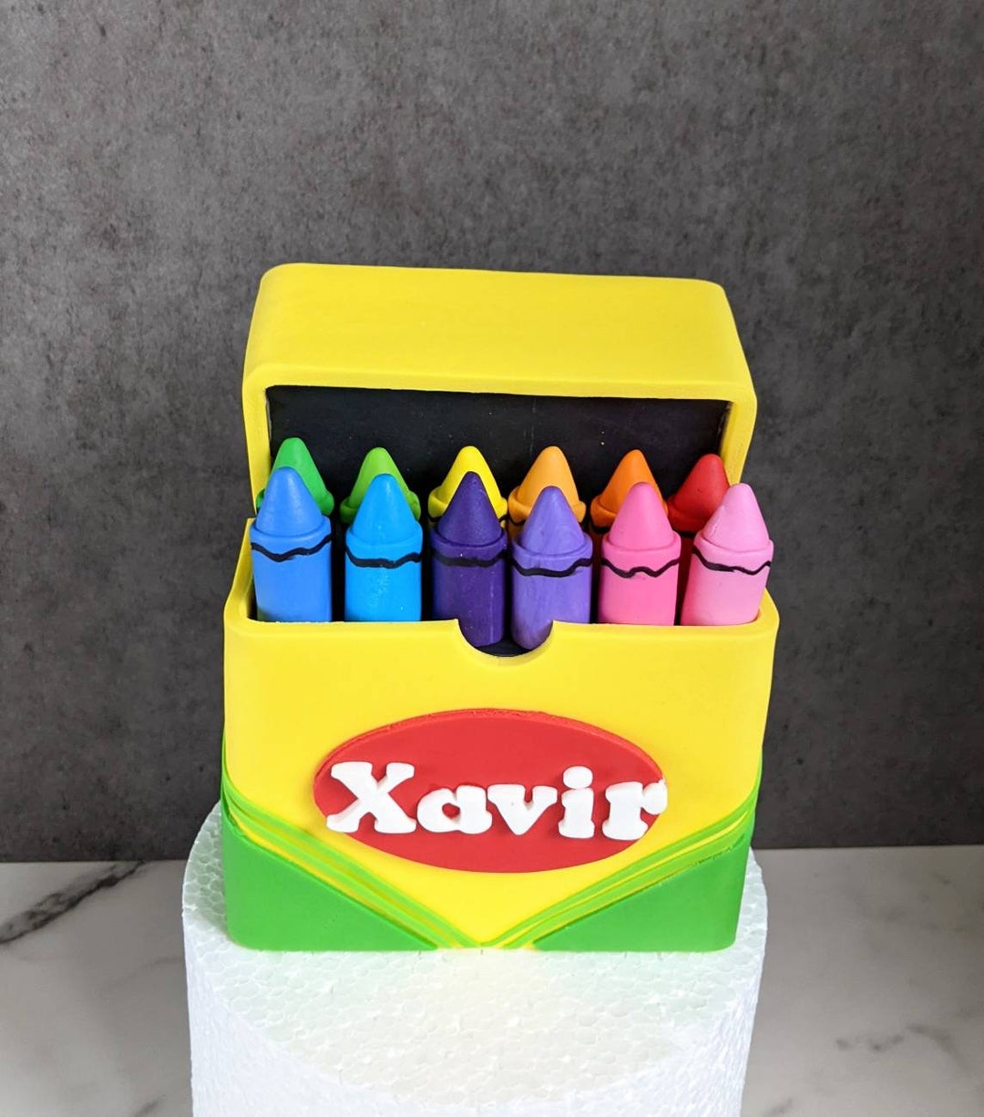 Fondant Crayon Box Cake Topper - Etsy