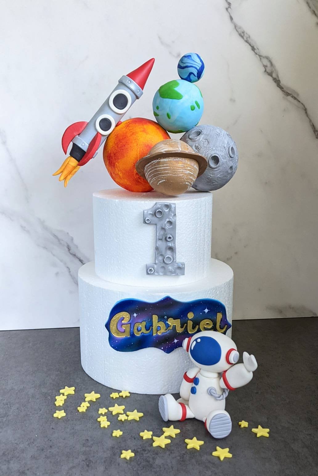 Fondant Space Astronaut Around the Sun Gravity Defying Cake - Etsy