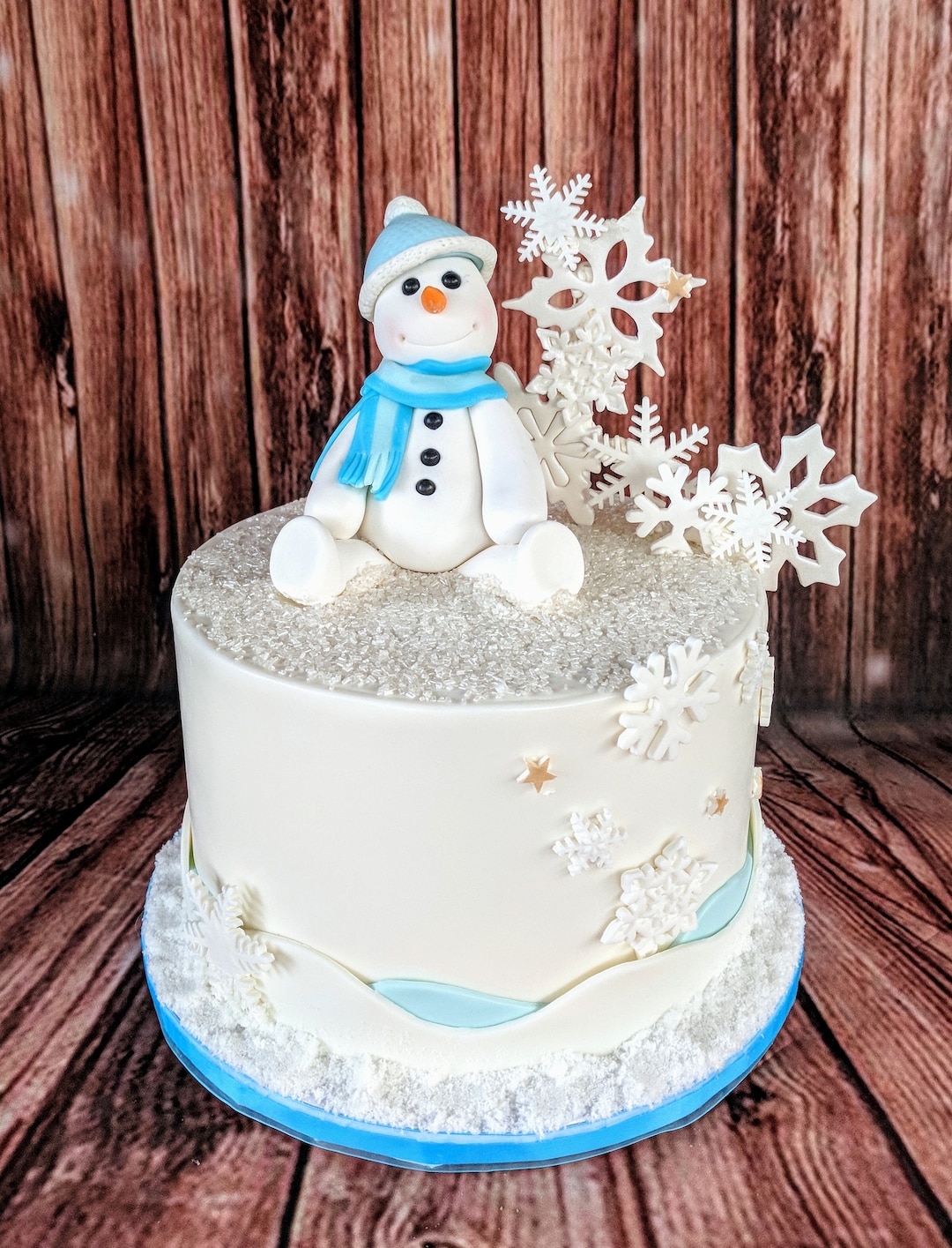 Fondant Snowman and Snowflake Cake Topper - Etsy