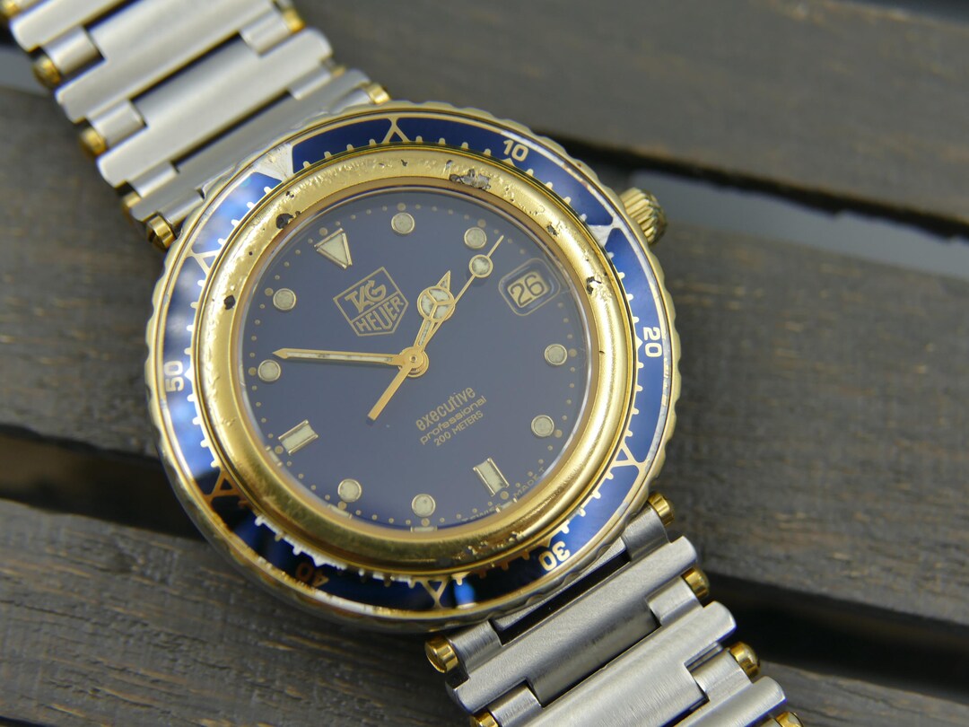 80's Vintage Watch Tag Heuer Executive Ref. 915.613 Steel Blue Dial ...