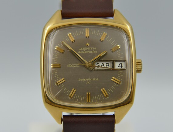 70's vintage watch mens Zenith respirator X AF/P auto… - Gem