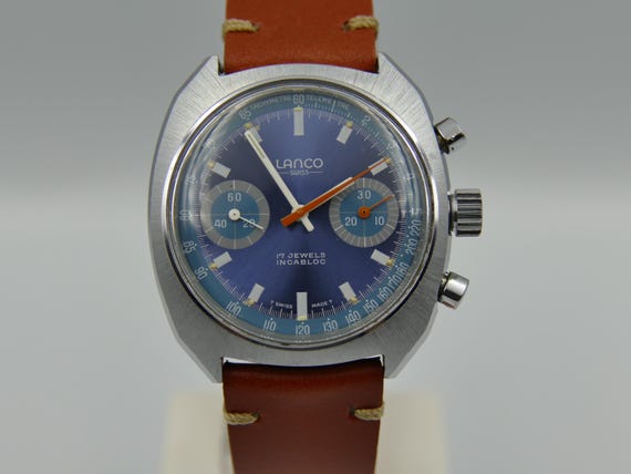 70's vintage watch mens Lanco chronograph valjoux 773… - Gem
