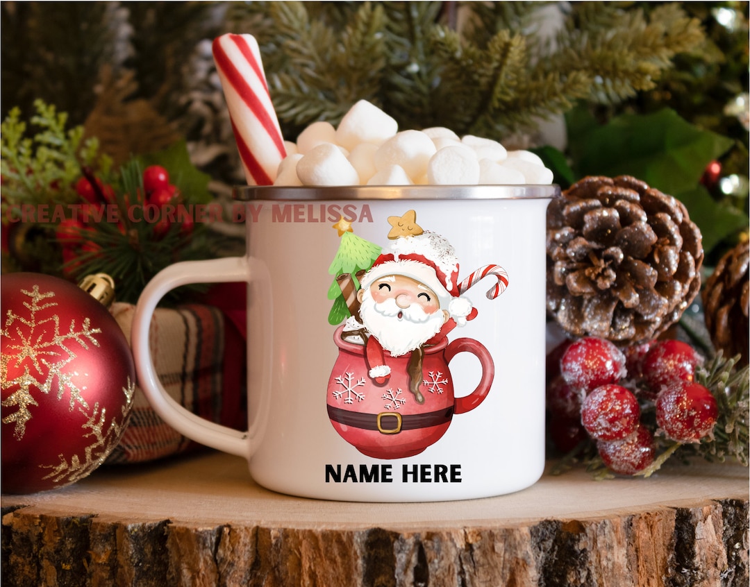 Personalized Cartoon Santa Hot Chocolate Mug, Kids Hot Cocoa Mug - Etsy
