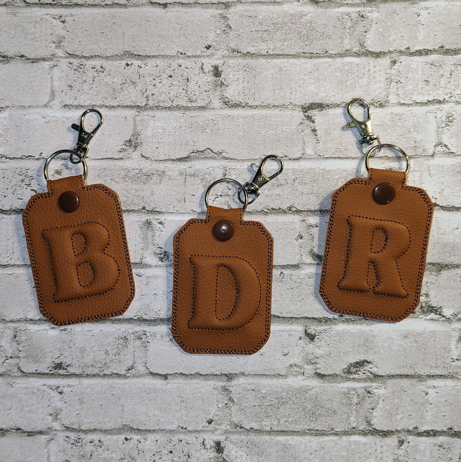 Leather Puffy Initial Bag Tag/keychain - Etsy