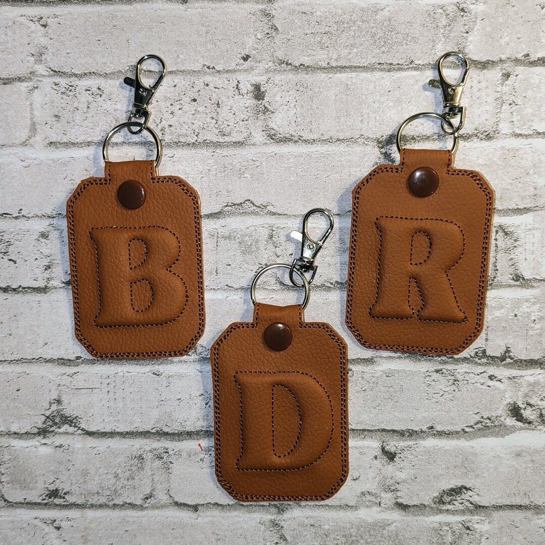 Leather Puffy Initial Bag Tag/keychain - Etsy