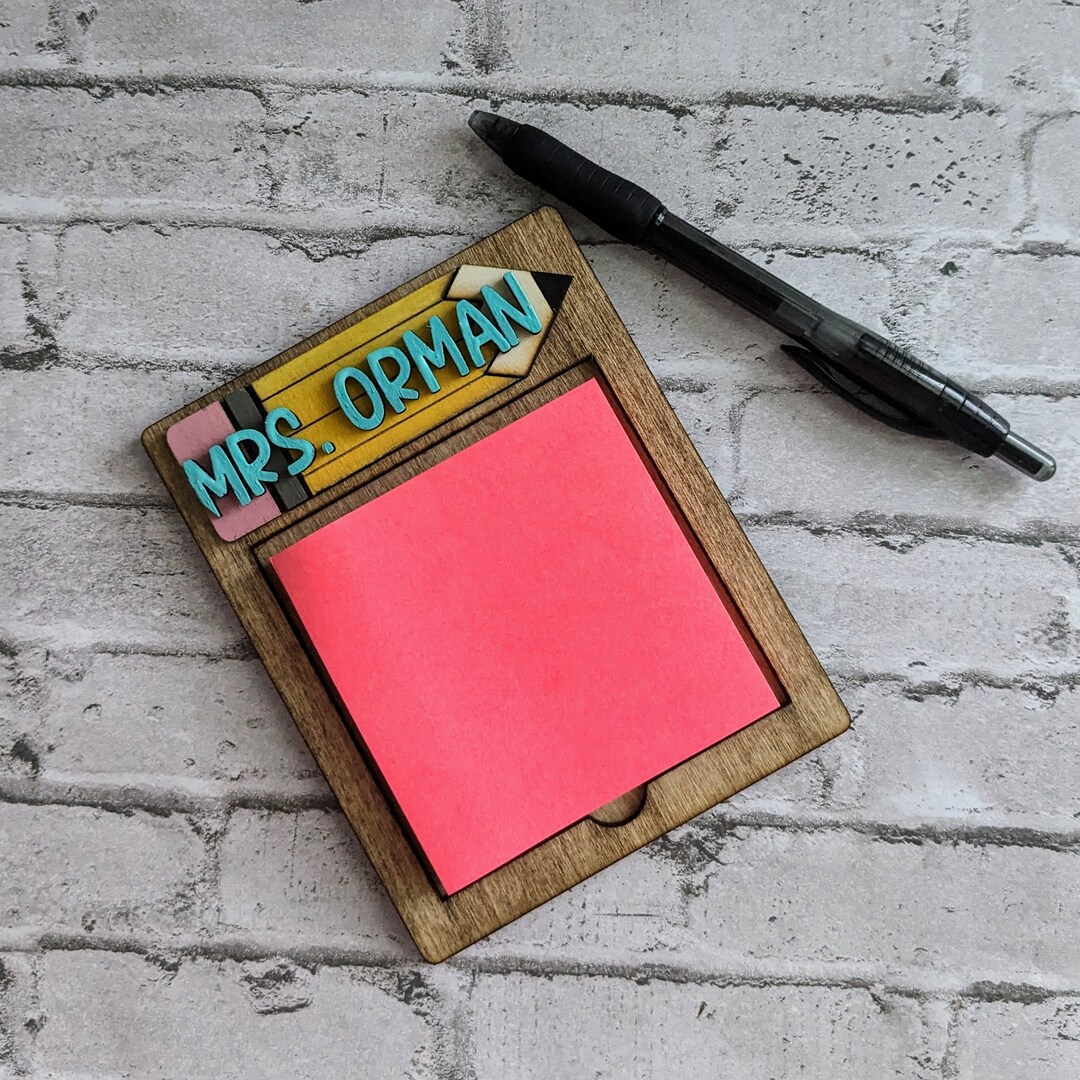 Personalized Teacher Pencil Post It Note Holder - Etsy