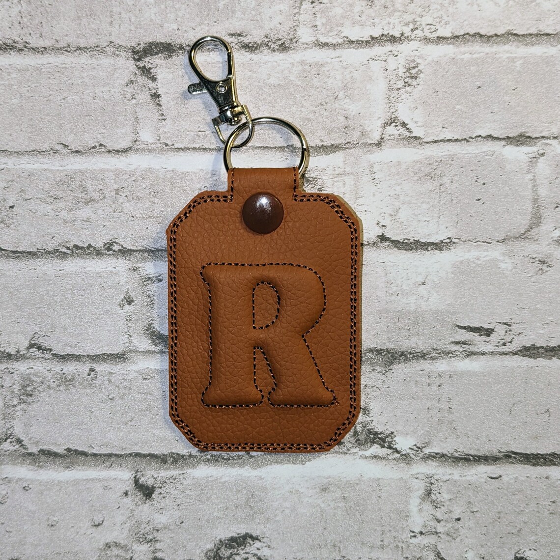 Leather Puffy Initial Bag Tag/keychain - Etsy