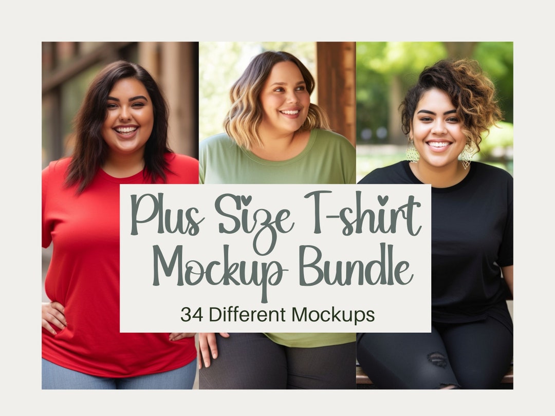 Plus Size Tshirt Mockup Bundle, Red, Gray, Black, White, Green, Maroon ...