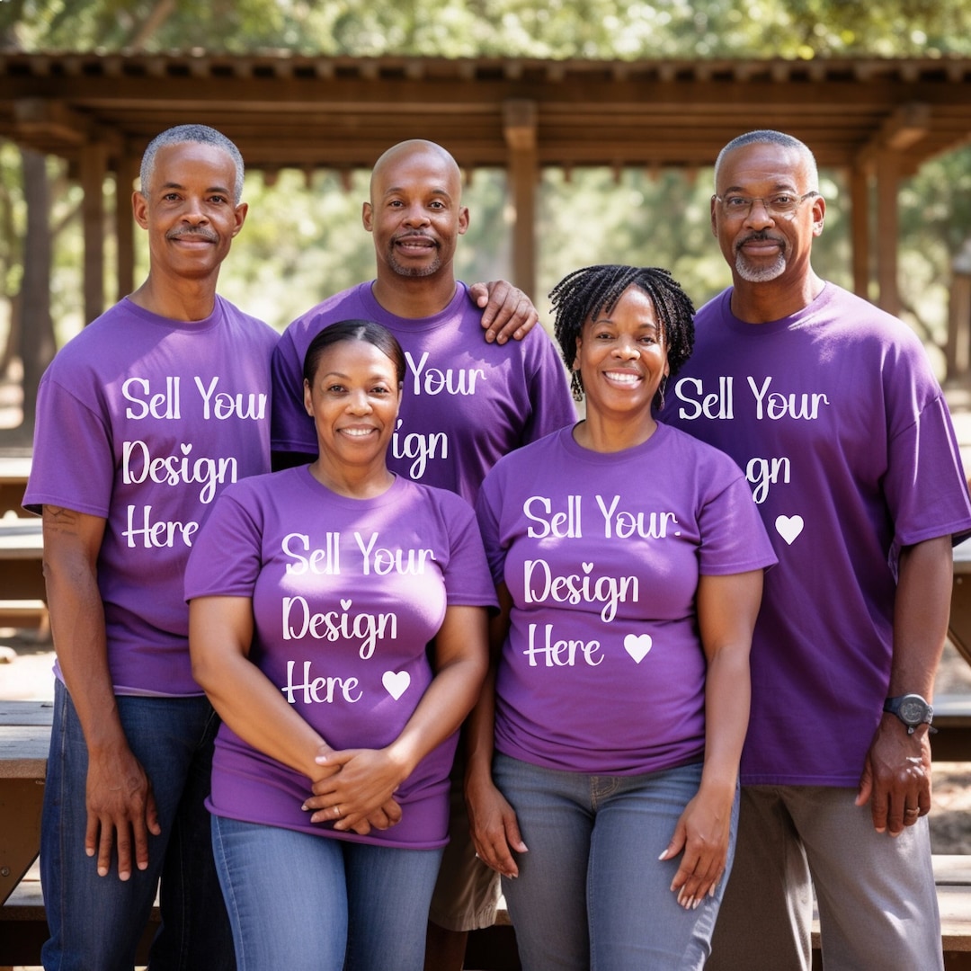 Black Family Reunion T Shirt Mockup, Purple Shirt Mockup, Group Tshirt ...