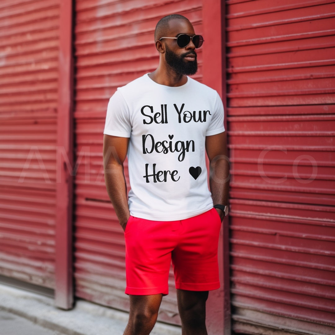 Black Male Mockup Model, African American Man Tshirt Mockup, Lifestyle ...