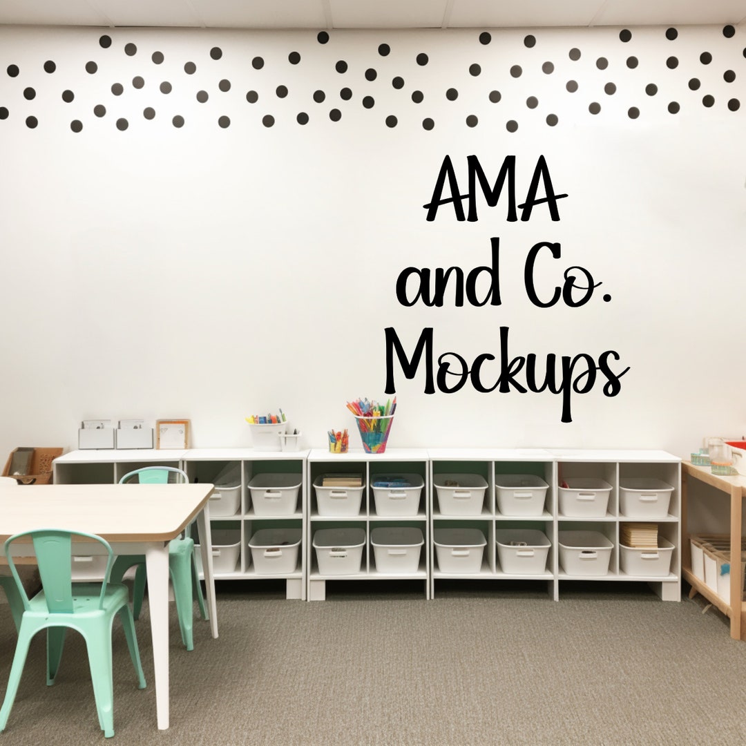 School Classroom Back to School Mockup, Elementary Class Room Polka Dot ...