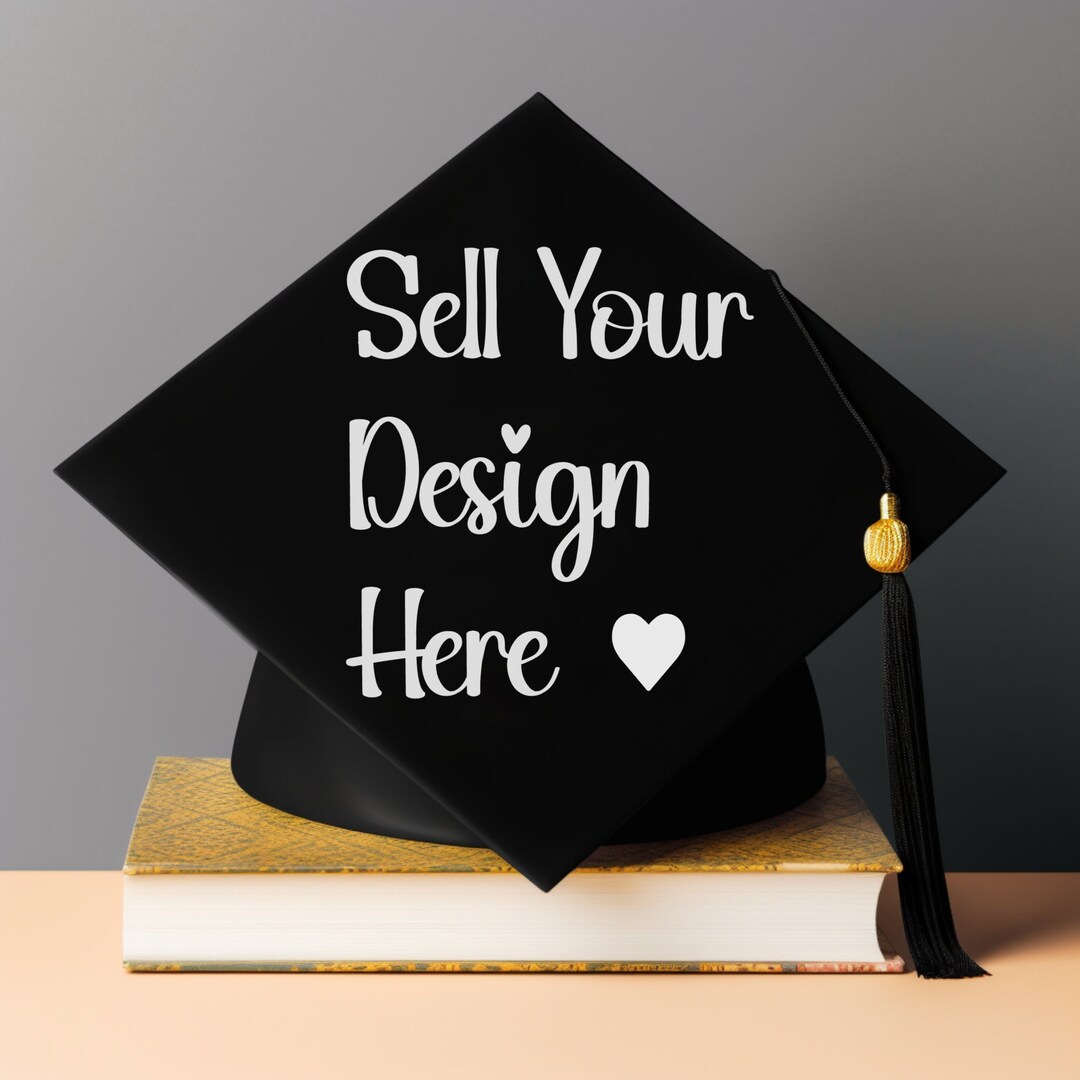 Graduation Cap Topper Mockup, Black Graduation Cap Mock Up, Graduation ...