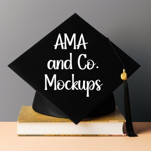 Graduation Cap Topper Mockup, Black Graduation Cap Mock Up, Graduation ...