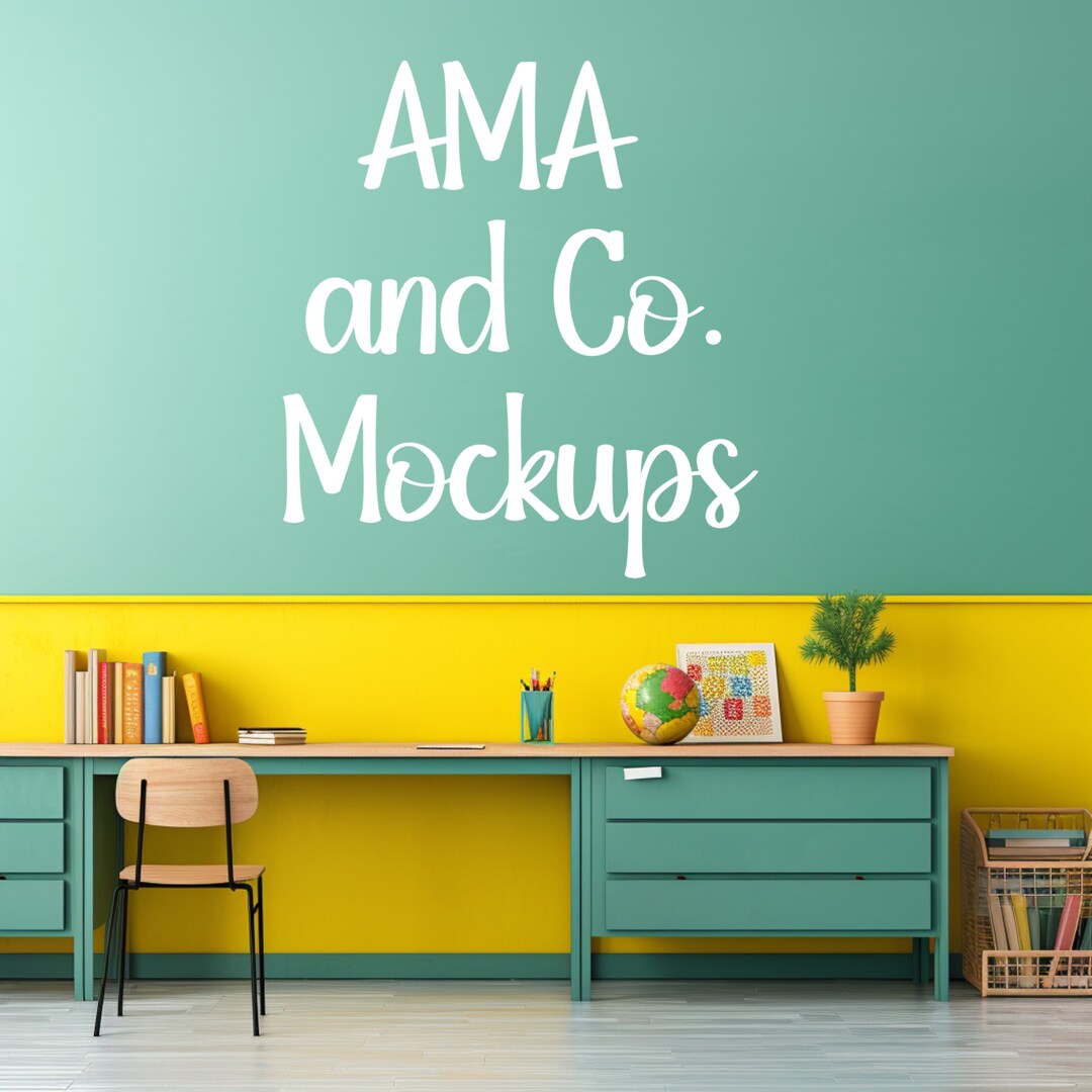 Classroom Mockup, Elementary School Class Yellow/teal Wall Frame and ...