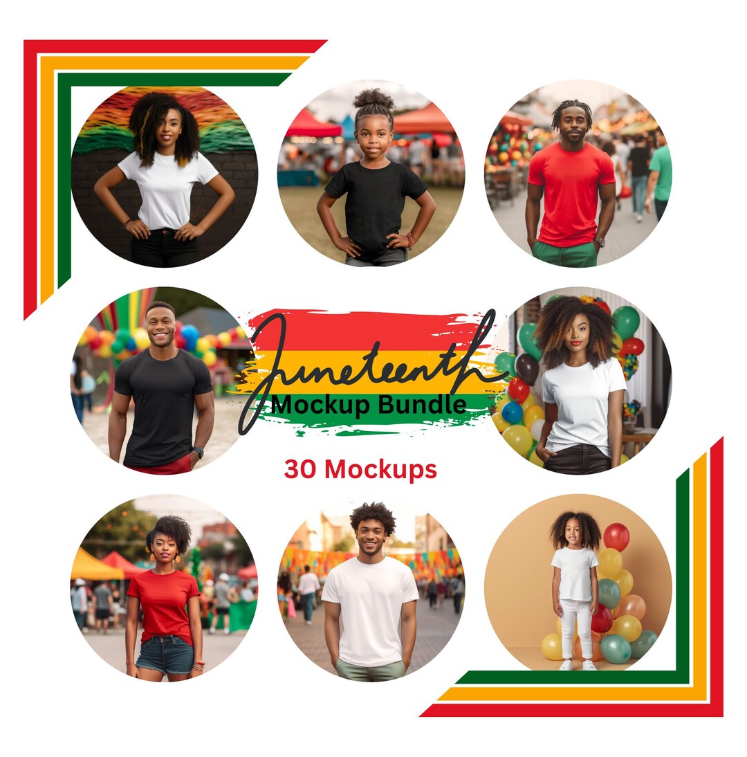 Juneteenth Mockup Bundle, 30 Men, Women, and Kids Tshirt Mockups ...