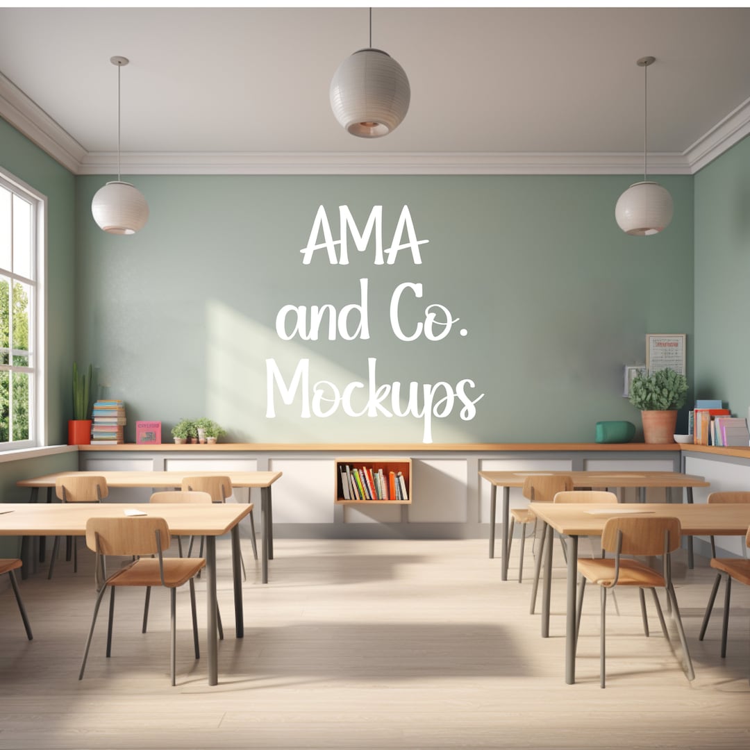 Back to School Classroom Mockup, Elementary School Class Mint Wall ...