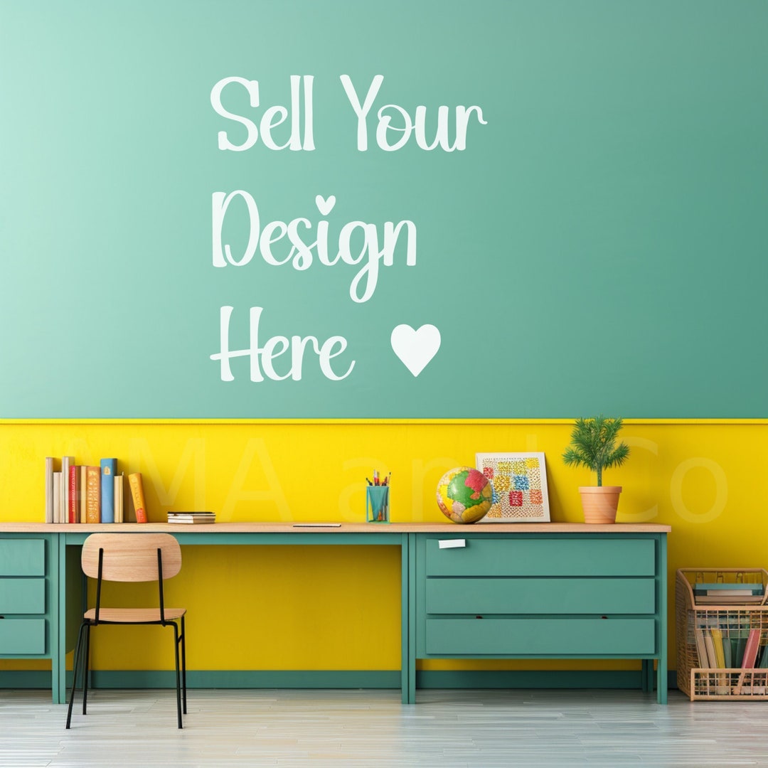 Classroom Mockup, Elementary School Class Yellow/teal Wall Frame and ...