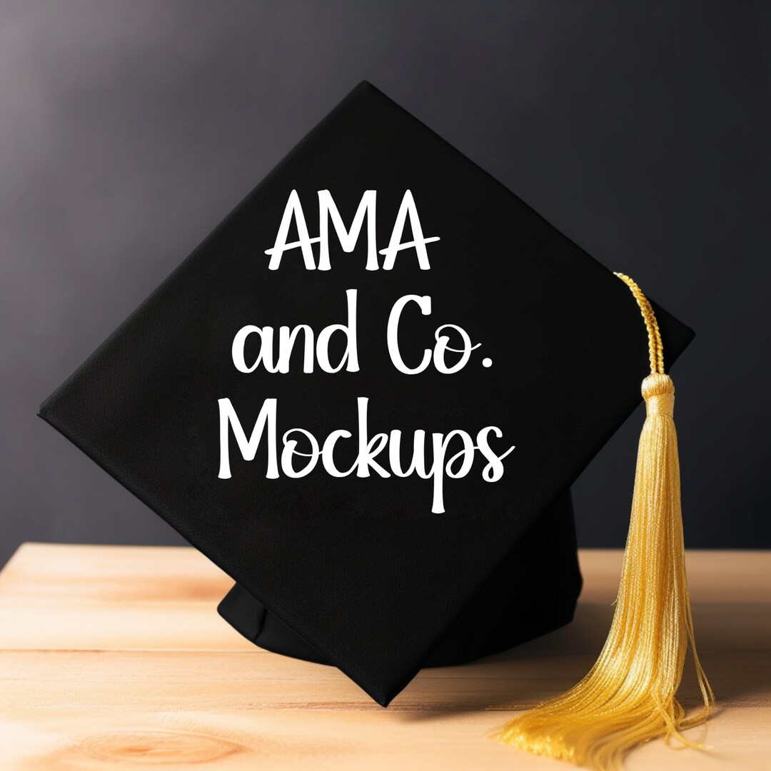 Graduation Cap Topper Mockup, Black Graduation Cap Mock Up, Graduation ...