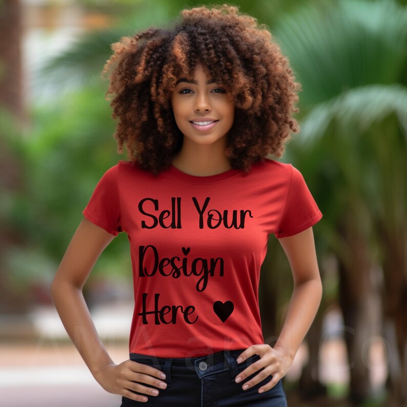 Black Woman Mockup African American Model Mock Ups Red - Etsy