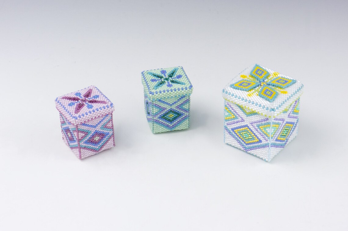 Beading Patterns for Decorative Box, Peyote Bead Pattern Small Box ...