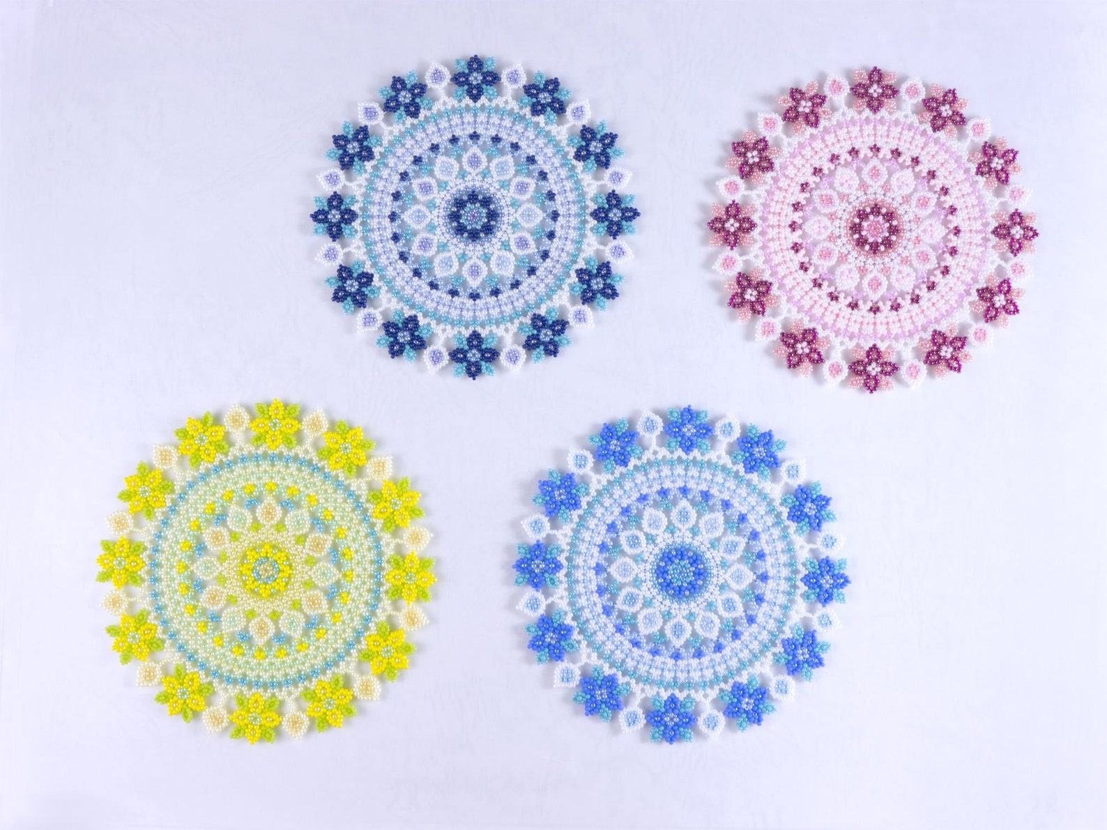 PDF Beading Tutorial for Dark Blue Flowery Doily Beaded Doily - Etsy