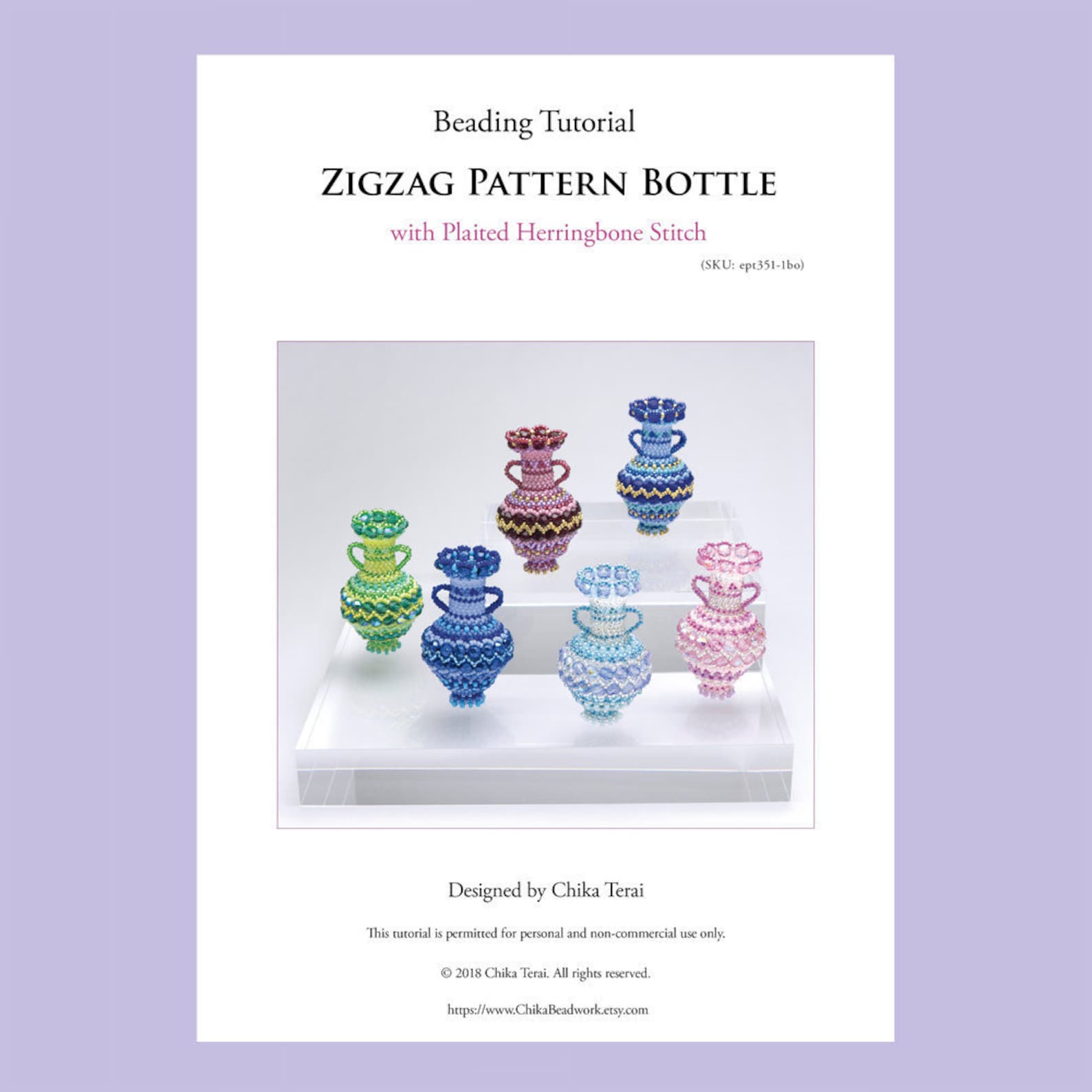 Beading Pattern Zigzag Pattern Beaded Bottle With Plaited - Etsy