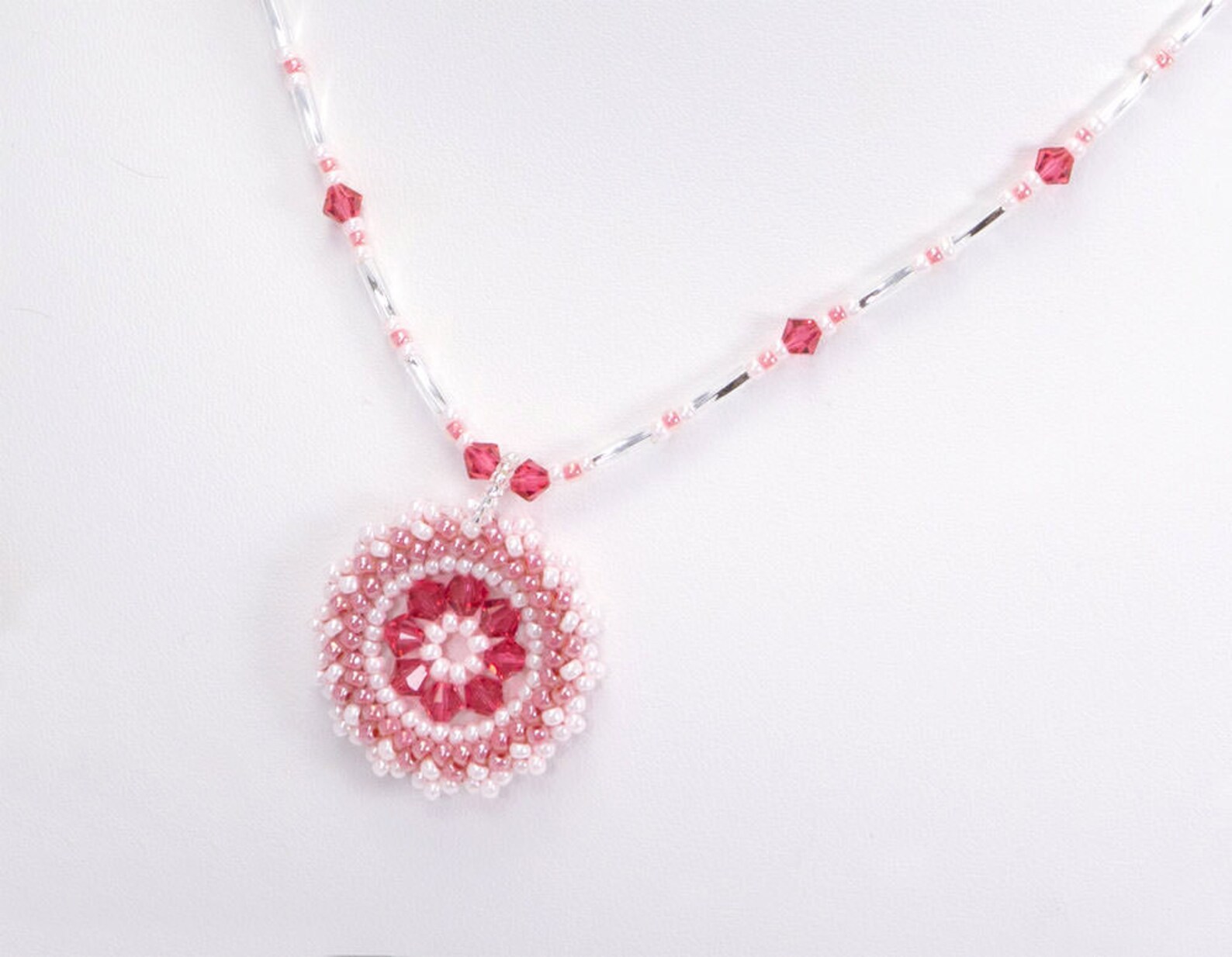 Circle Pendant Pink Pendant Necklace Pink Spring Pendant | Etsy