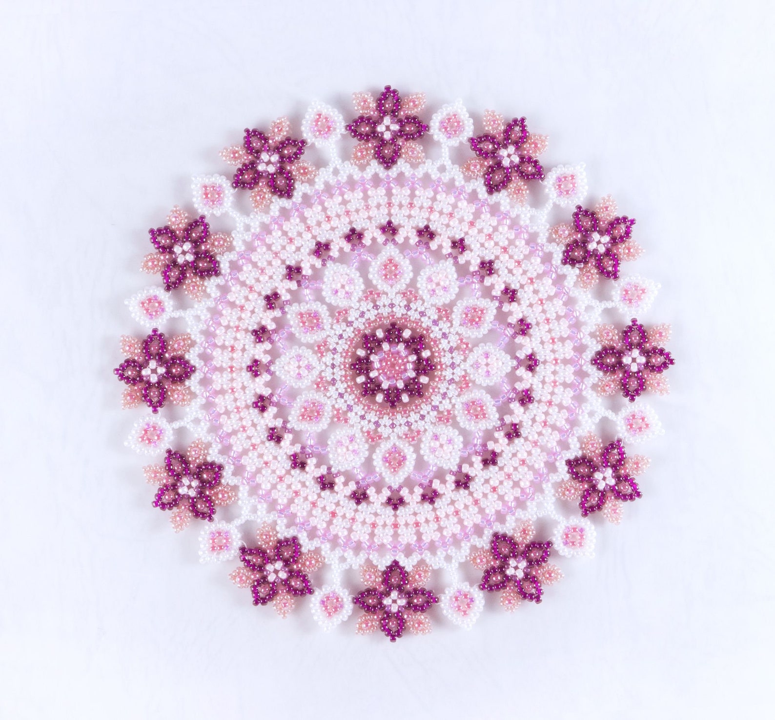 PDF Beading Tutorial for Rose Color Flowery Doily Seed Bead - Etsy