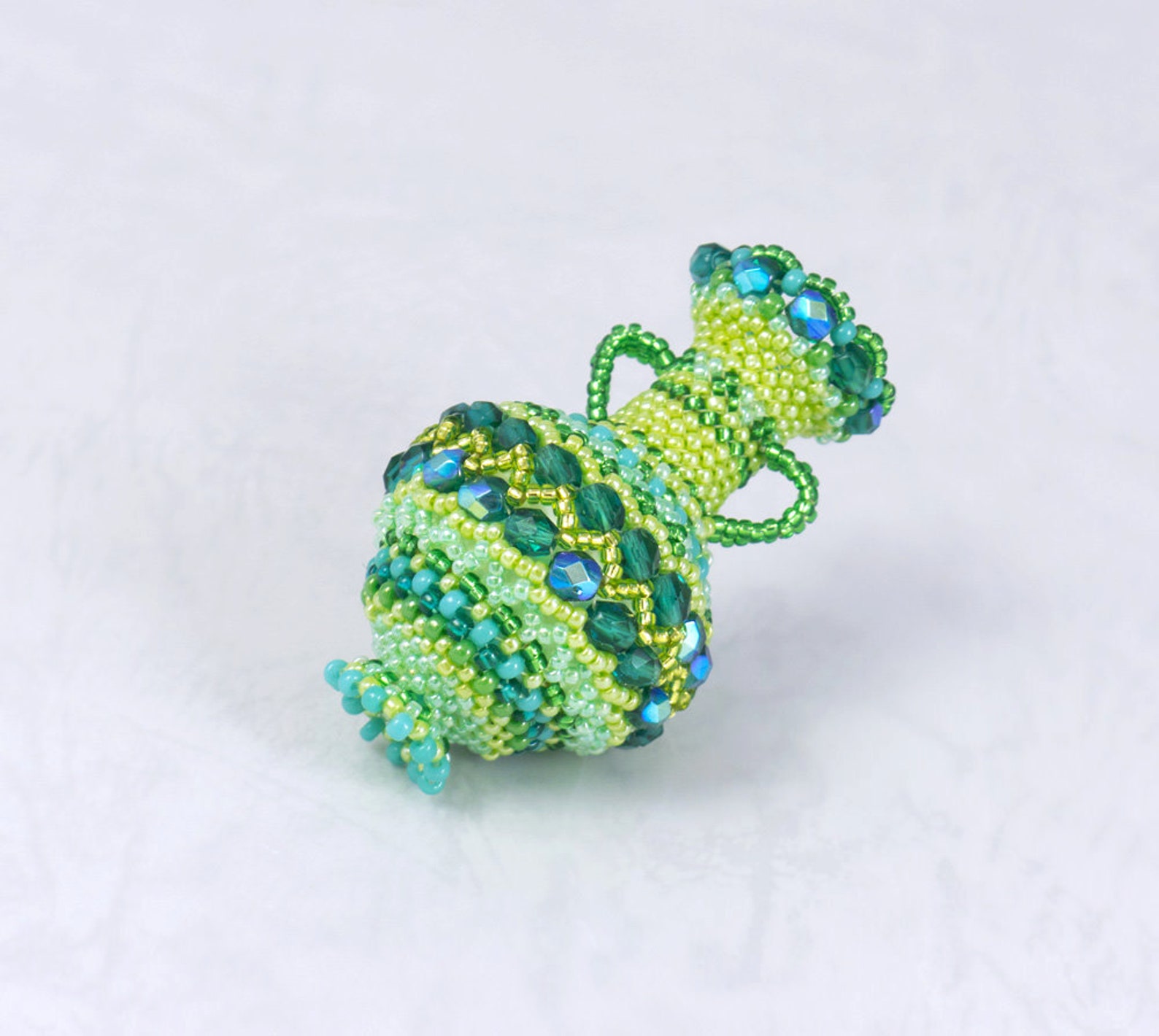 Beaded Miniature Vase, Green Chevron Pattern, Home Decor, 351 - Etsy