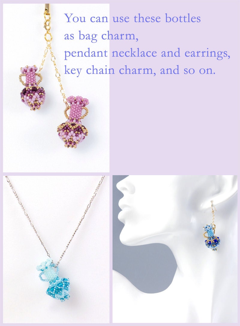 Seed Bead Pattern for Beaded Bottle Charm, PDF Beading Tutorial, Two ...