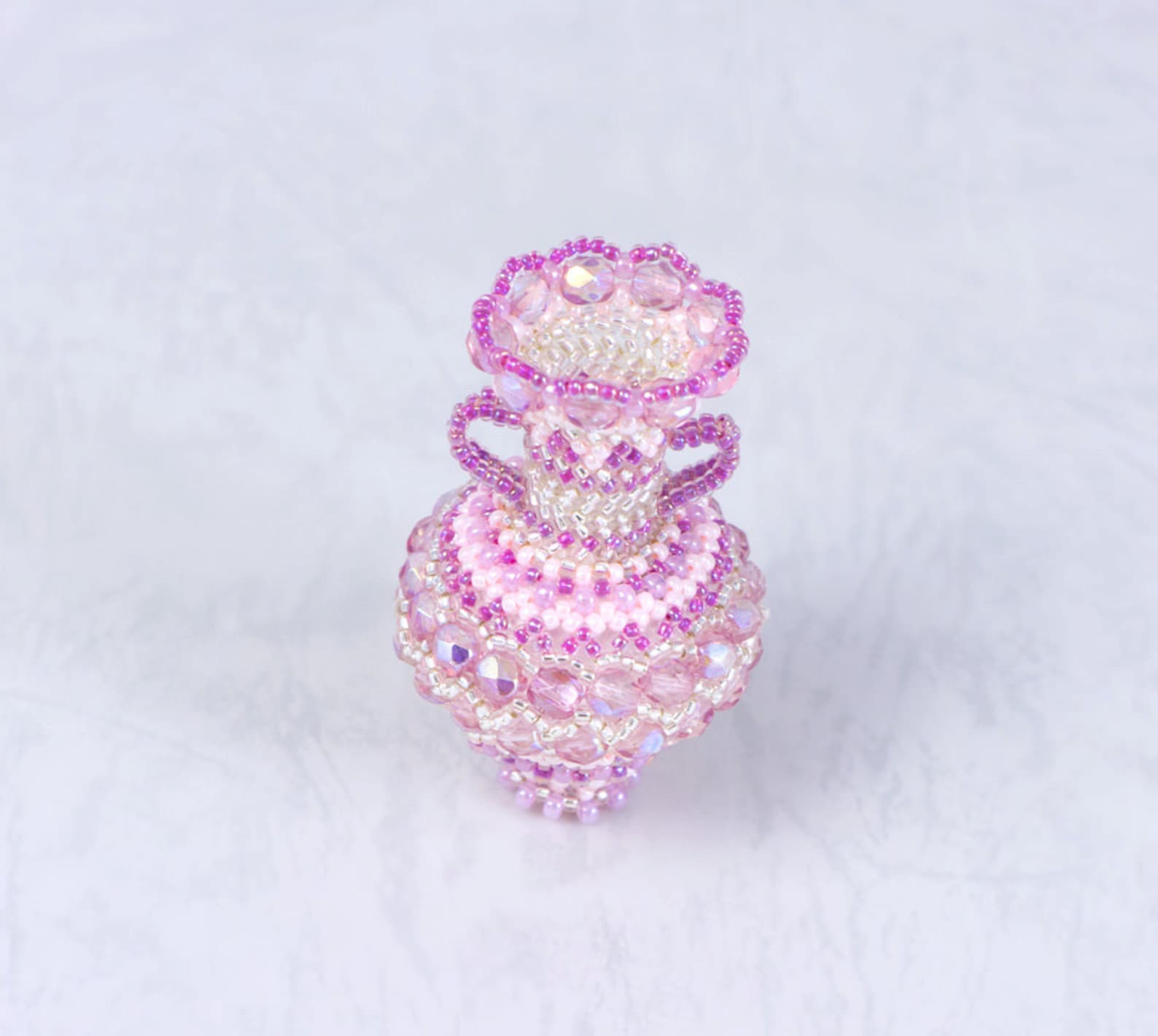 Pink Beaded Miniature Vase, Chevron Pattern, 351 - Etsy