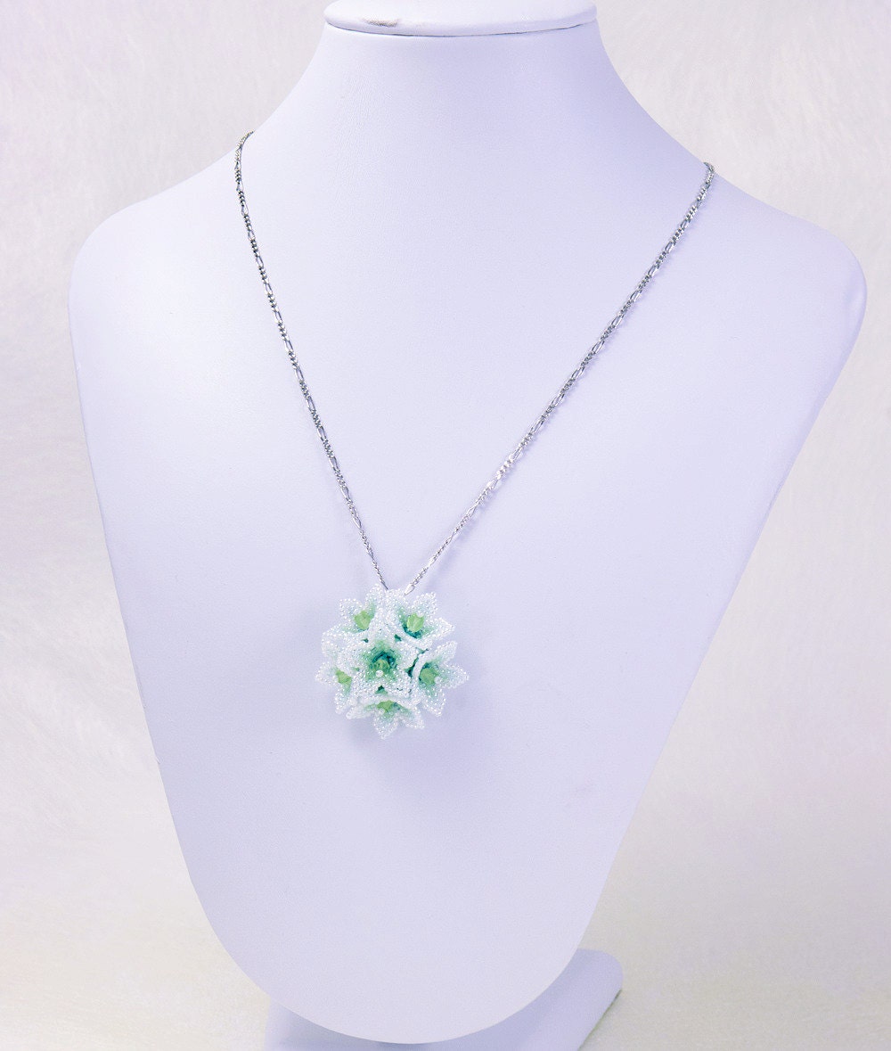 White Flower Pendant Cute Elegant Pendant for Her Beaded - Etsy