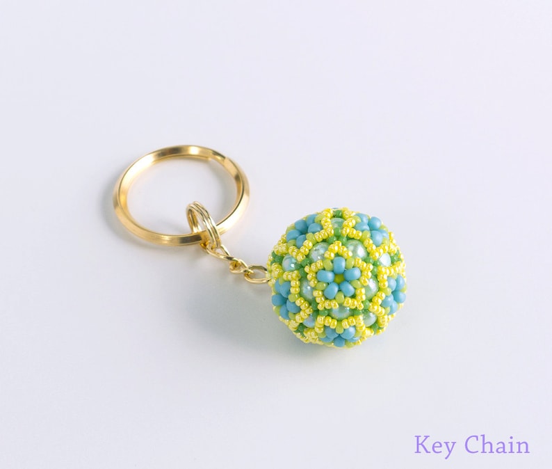 Beaded Star Flower Ball Charm, Yellow Ornament Keychain, 379 - Etsy