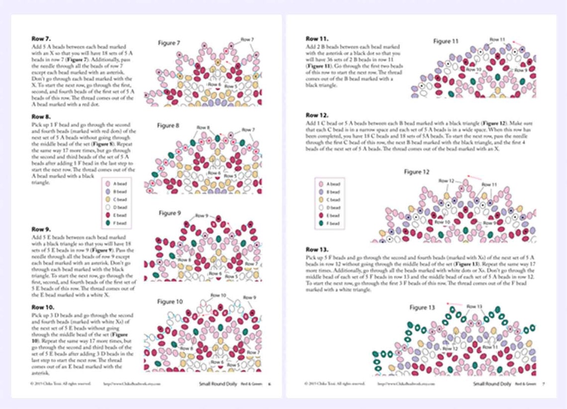 Bead Pattern Doily Pattern Beaded Ornament Round Doily Red | Etsy