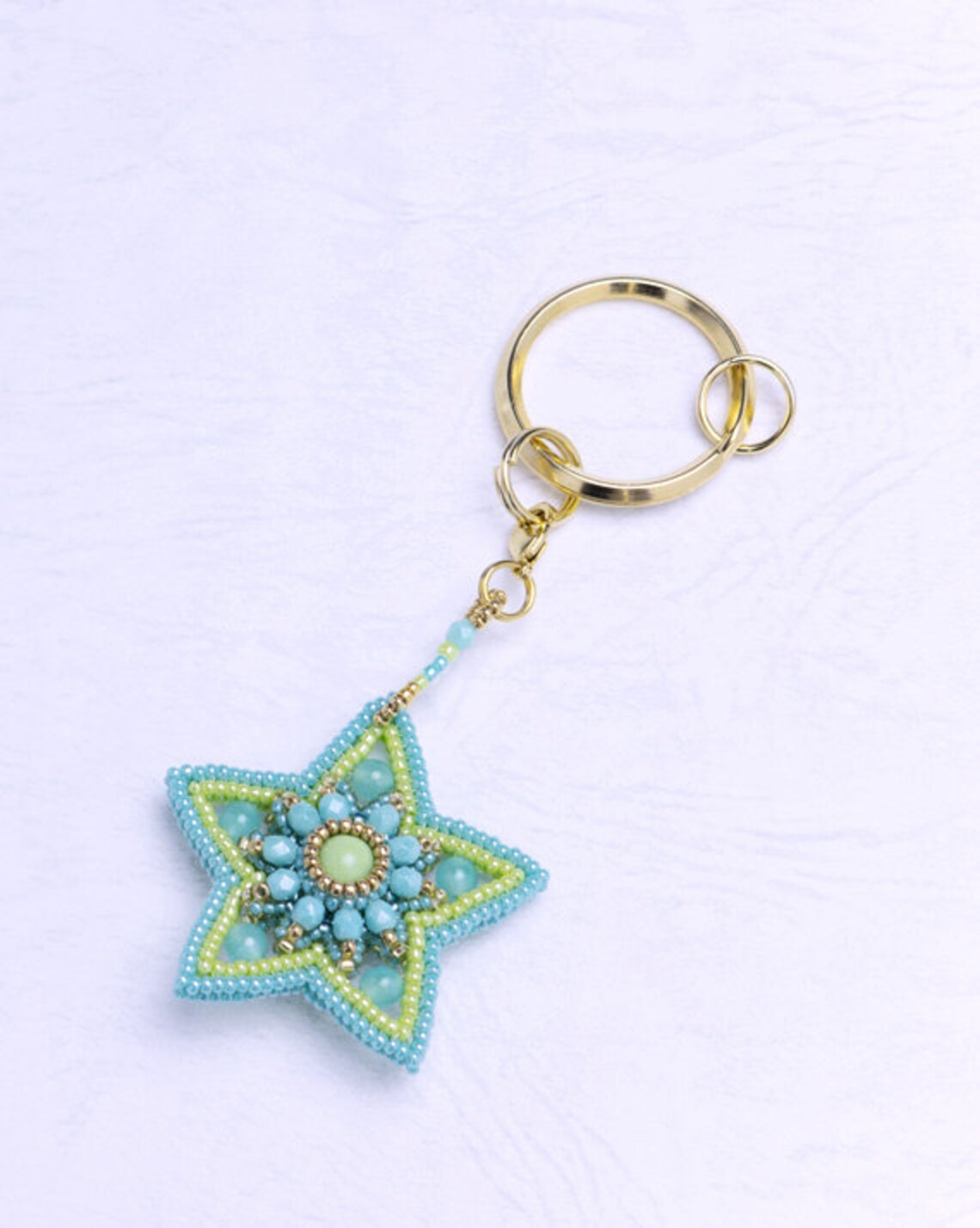 Beaded star charm Green key chain beaded key chain beaded | Etsy