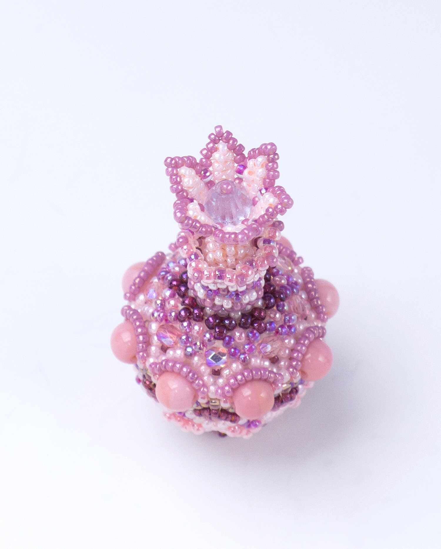 Miniature Vase, Pink Flower Bead Ornament for Shelf Decor, Christmas ...