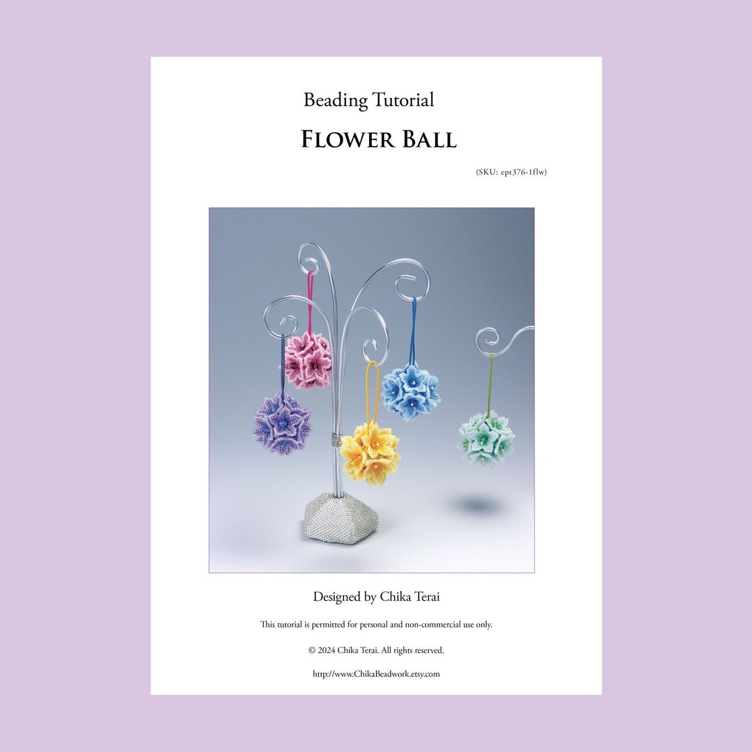 PDF Beading Pattern for Beaded Flower Ball Ornament, Bead Weaving ...