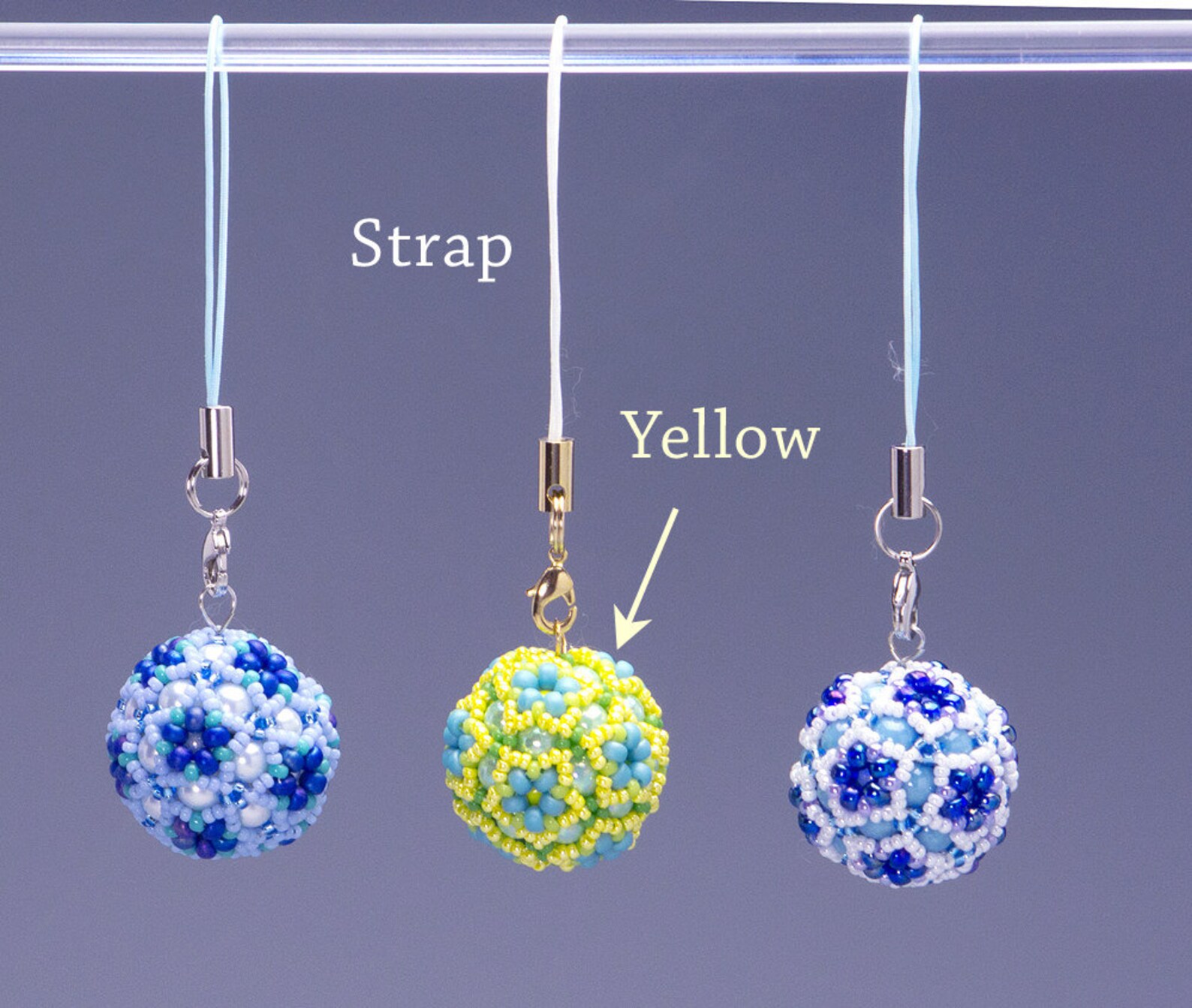 Yellow Charm Ball Key Chain Beaded Ball Yellow Star Flower - Etsy