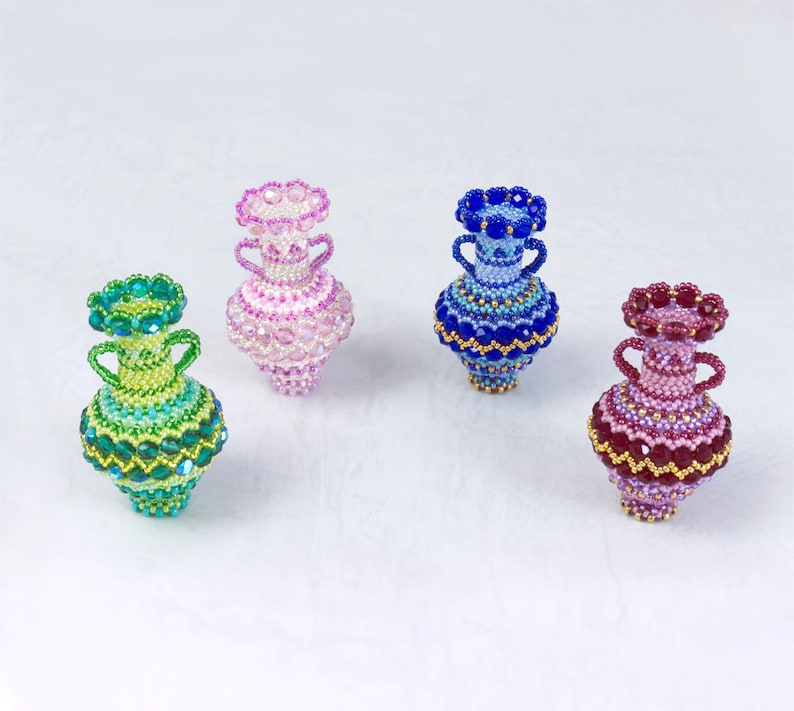 Beaded Miniature Vase, Green Chevron Pattern, Home Decor, 351 - Etsy