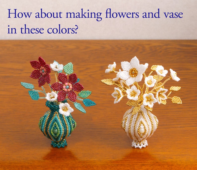Beading Pattern, Striped Miniature Vase With a Bunch of Flowers ...