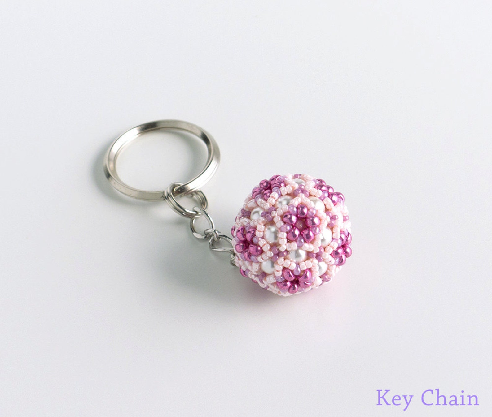 Christmas Ball Key Chain Pink Star Flower Ball Ornament | Etsy