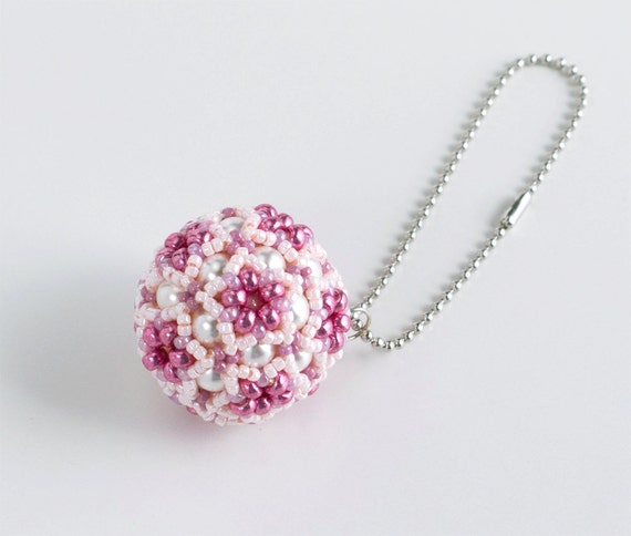 Christmas Ball Key Chain Pink Star Flower Ball Ornament | Etsy