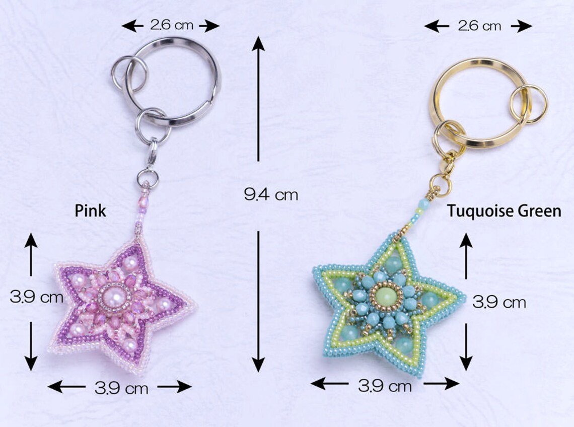 Beaded Star Charm Green Key Chain Beaded Key Chain Beaded - Etsy