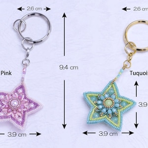 Beaded Star Charm Green Key Chain, Beaded Key Chain, Beaded Bag Charm ...