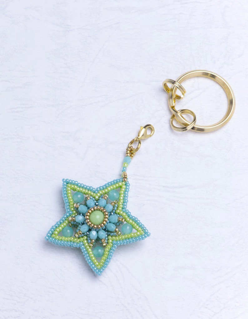 Beaded Star Charm Green Key Chain Beaded Key Chain Beaded - Etsy