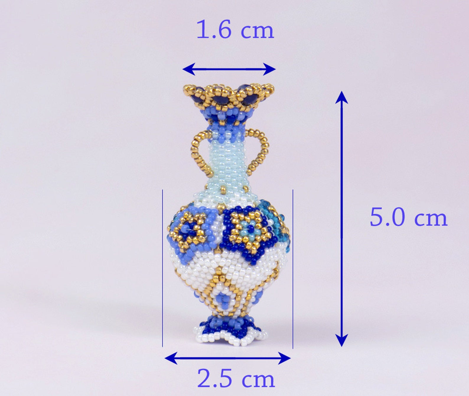 Blue Miniature Beaded Vase, Star Design, Dollhouse Decor, 365-1 - Etsy