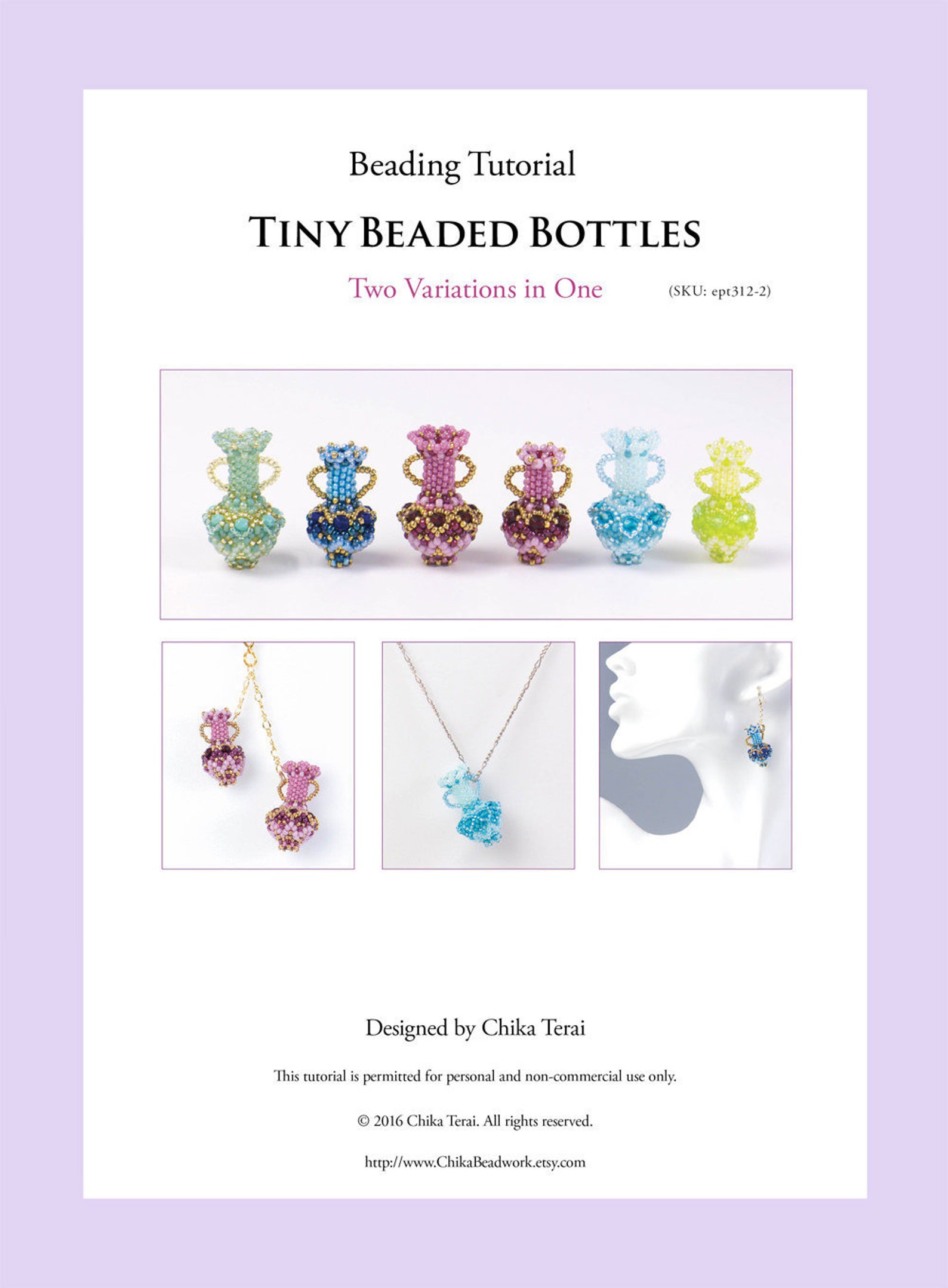 Seed Bead Pattern for Beaded Bottle Charm, PDF Beading Tutorial, Two ...